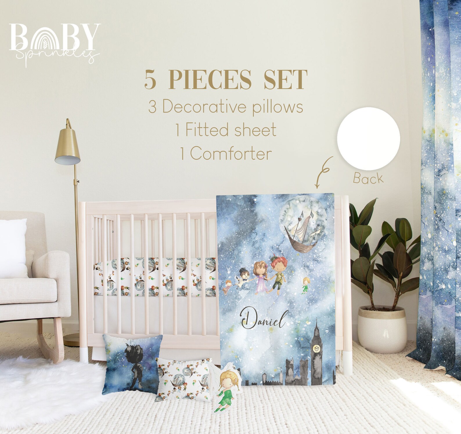 PETER PAN Crib Bedding Set, Neverland Baby Crib Bedding, Peter Pan ...