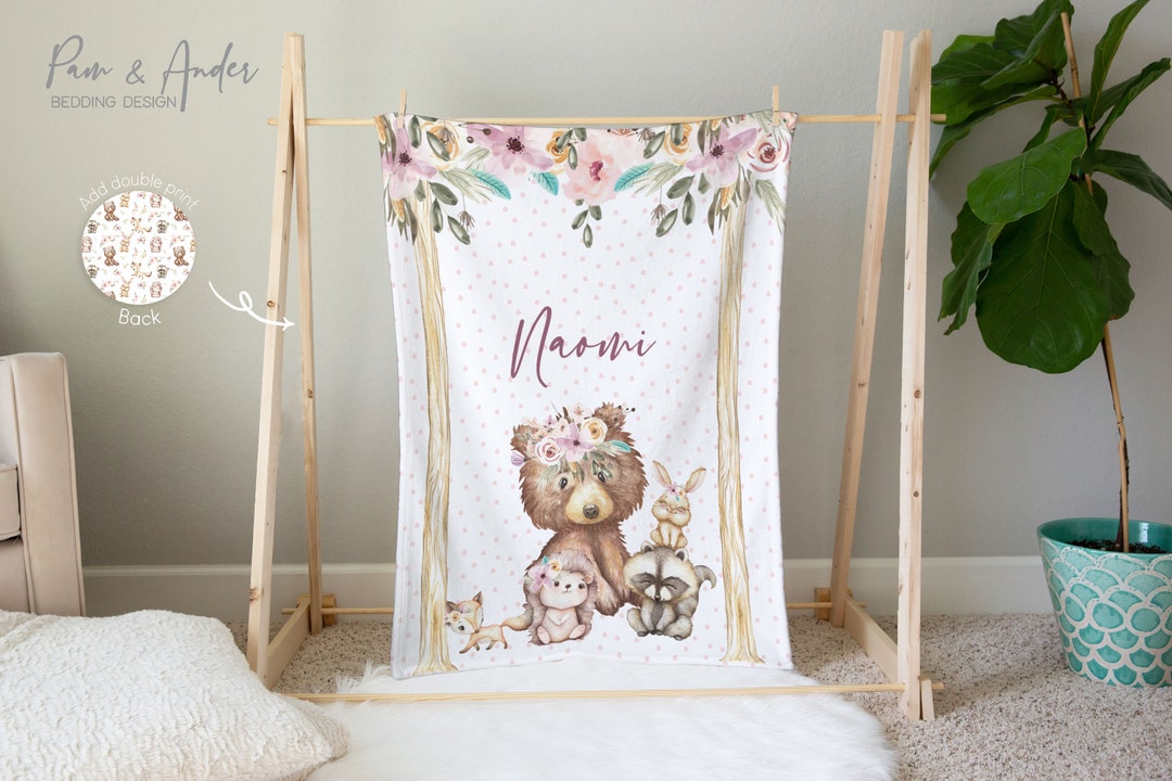 Woodland Animals Blanket: Baby Blanket, Toddler Blanket, Personalized ...