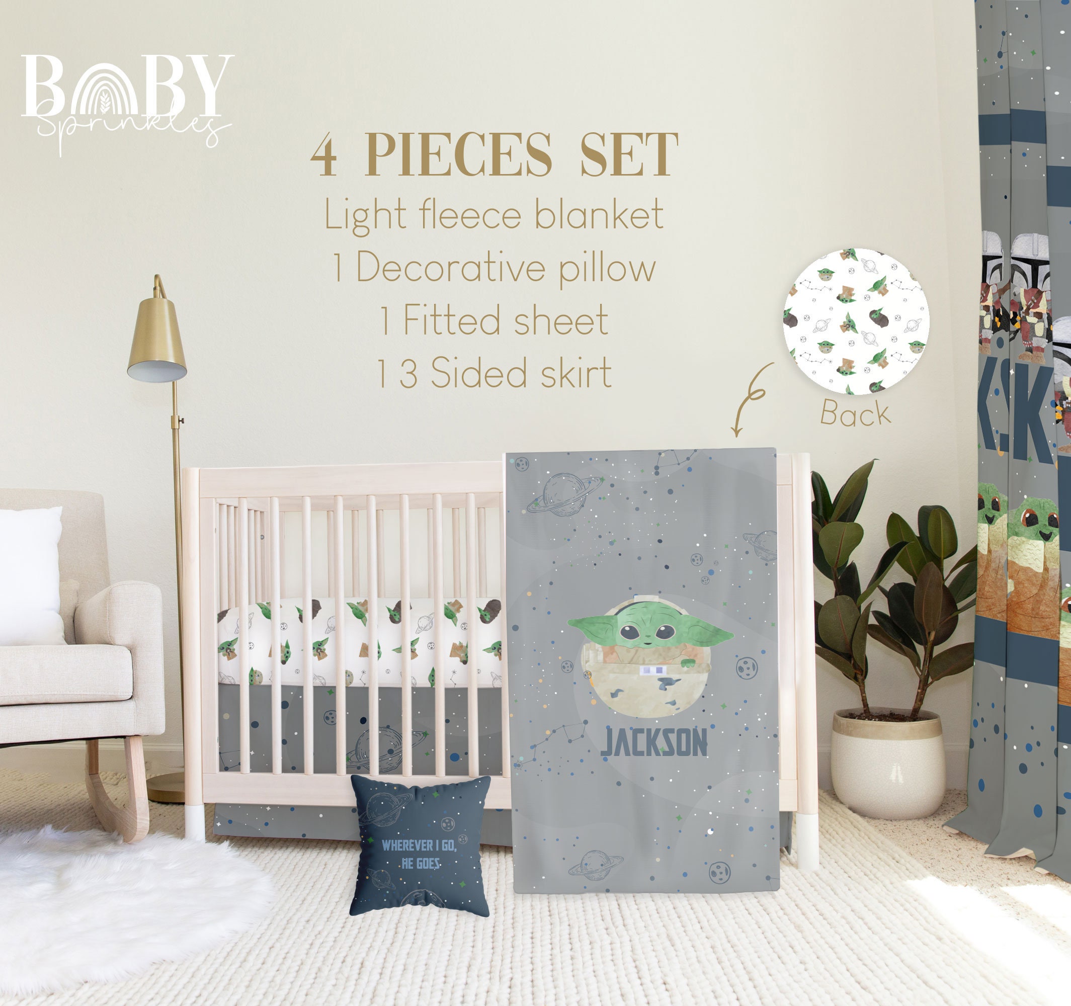 BABY YODA Crib Bedding Set, Star Wars Crib Bedding, Baby Yoda Nursery ...