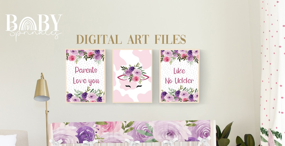 BABY COW Wall Art, Set of 3 Digital Files, Farm Nursery Wall Decor, Cow ...