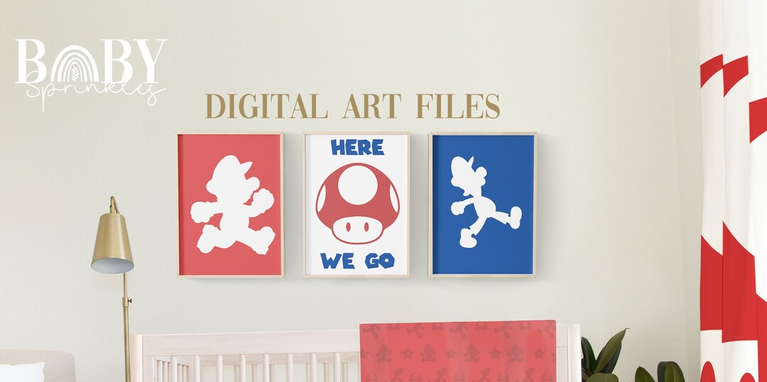 MARIO Baby Wall Art, Set of 3 Digital Files, Mario Nursery Wall Decor ...