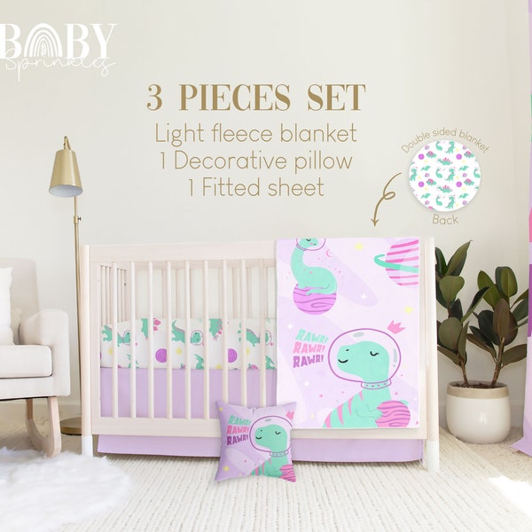 Girl Dinosaur Crib Bedding - Etsy