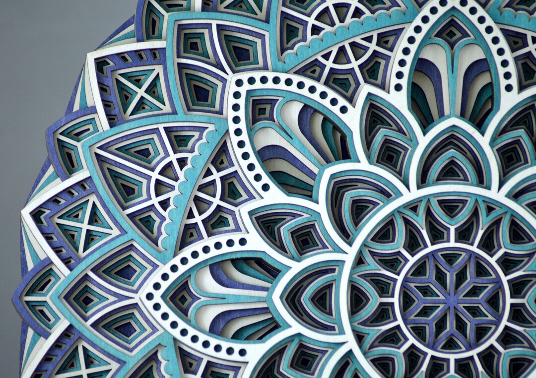 Beautiful Blue Layered Mandala; Warm Colors and Intricate Detail for ...