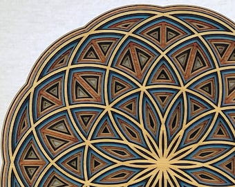 Flower of Life Mandala Wood Carving Nature Sacred Geometry Carved ...