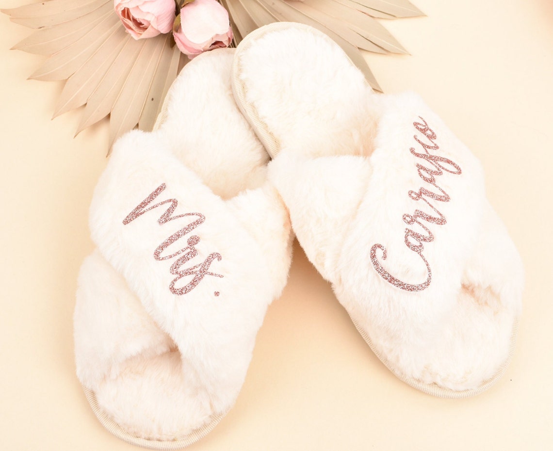 Mrs Bride Slippers for Wedding Bridal Slippers Custom Gift for | Etsy