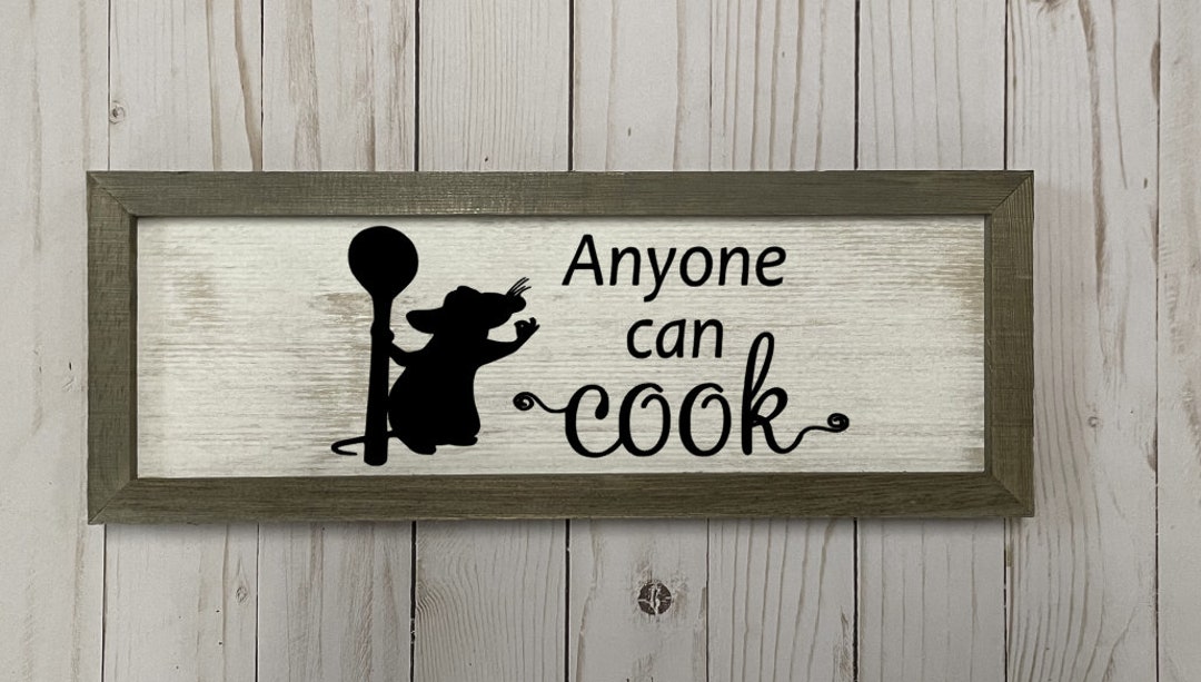 Wood Rustic Anyone Can Cook Rat Kitchen Hanging Door Plaque Sign Home ...