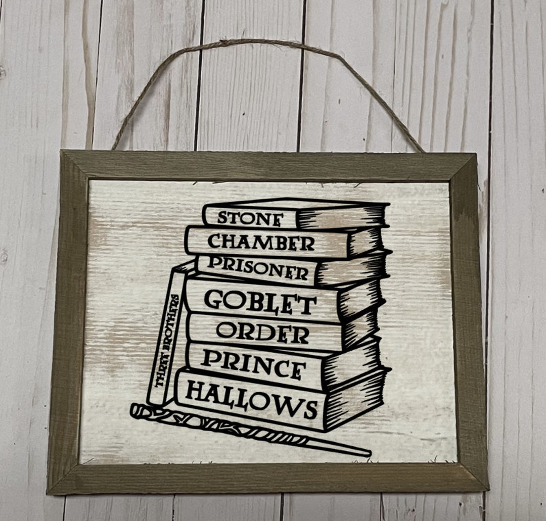 Wood Rustic Magical Wizard Books Wand Hanging Plaque Gift Sign Home ...