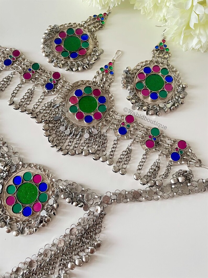 Afghan Green Double Layer Jewellery Set, Afghan Jewellery, Afghan ...