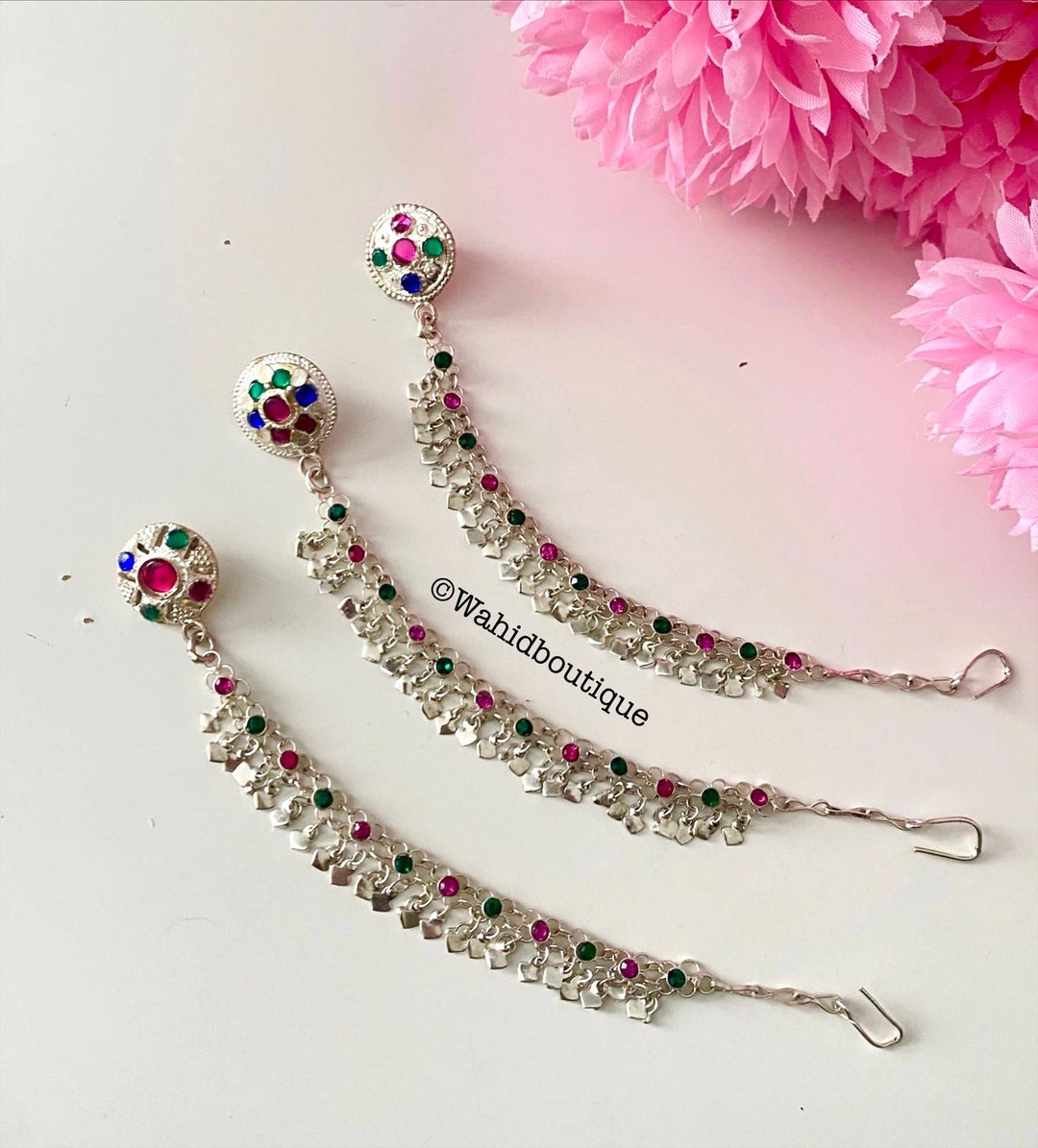 Afghan Silver Nose Chain pezwan, Afghan Vintage Jewellery, Afghan ...