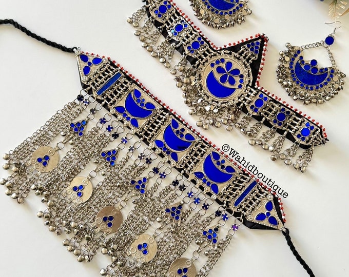 Afghan Blue Full Jewellery Set, Afghani Jewelry Set Afghan Choker ...