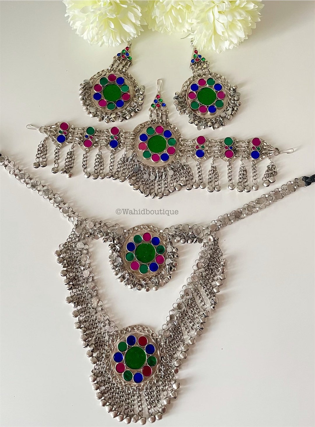 Afghan Green Double Layer Jewellery Set, Afghan Jewellery, Afghan ...