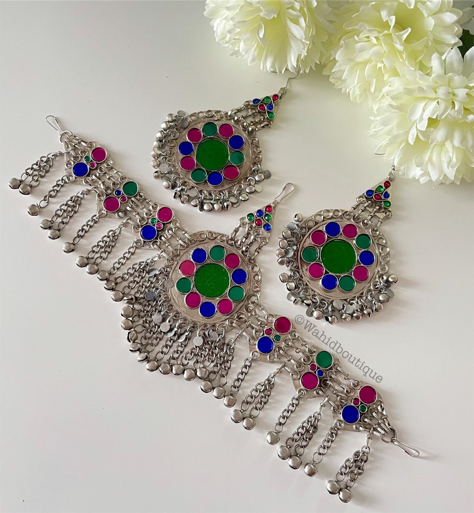 Afghan Green Double Layer Jewellery Set, Afghan Jewellery, Afghan ...