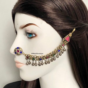 Afghan Nose Chain (pezwan), Afghan Vintage Jewellery, Afghan Fashion ...