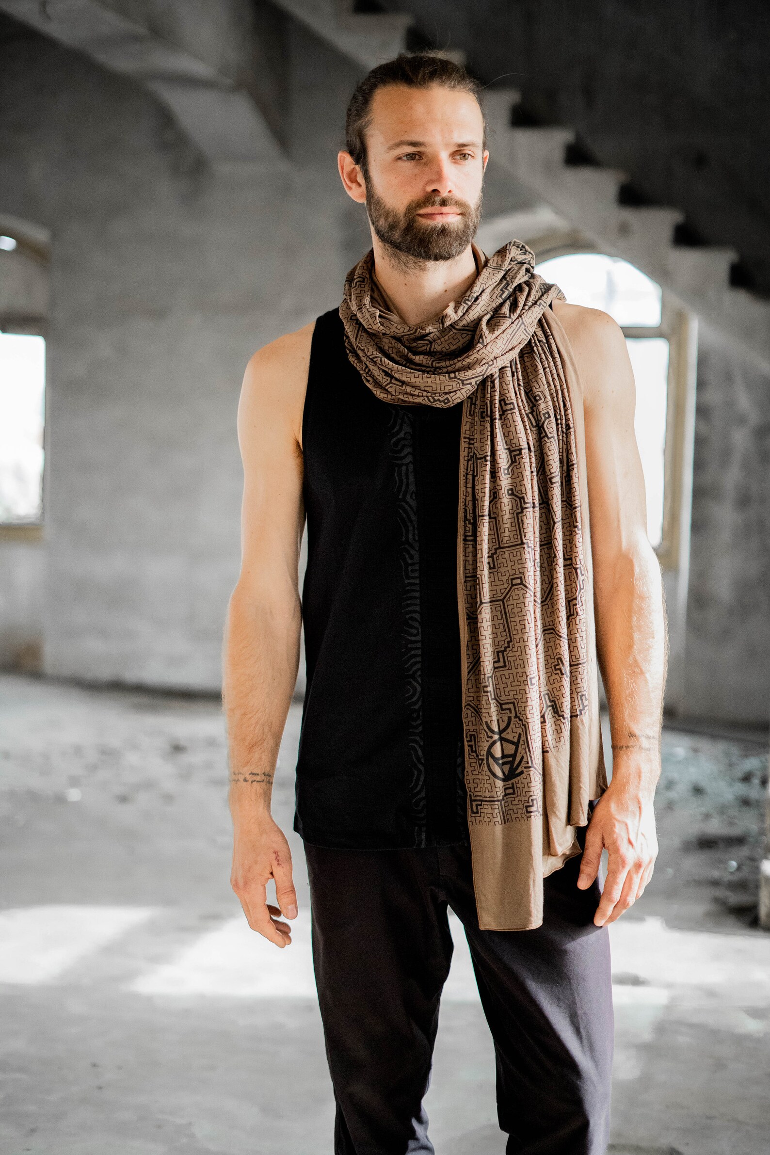 Shipibo Beige Shawl - Ethnic Shawl - Festival Clothing - Organic ...