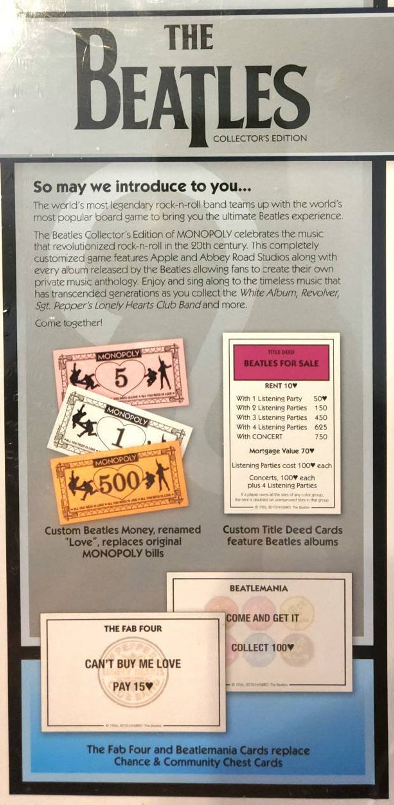The Beatles Monopoly Collectors Edition New Never Opened C2010 Hasbro ...