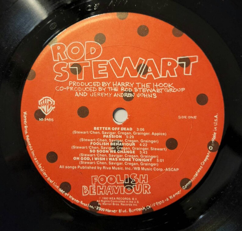 Rod Stewart Foolish Behavior Warner Bros Records HS 3485 Vinyl Near ...