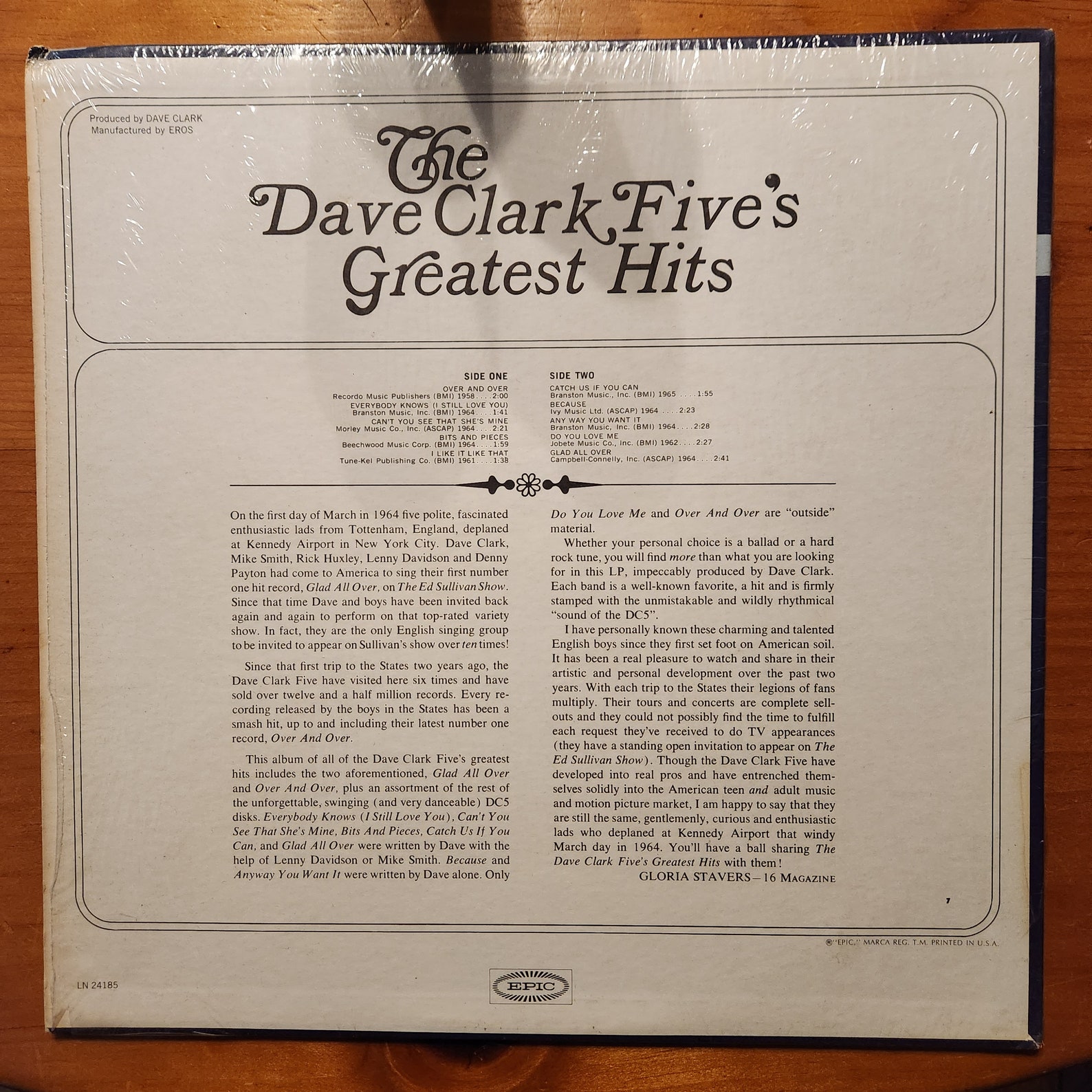 Dave Clark Five/greatest Hits Epic Records/ln 21485/the Jacket is ...