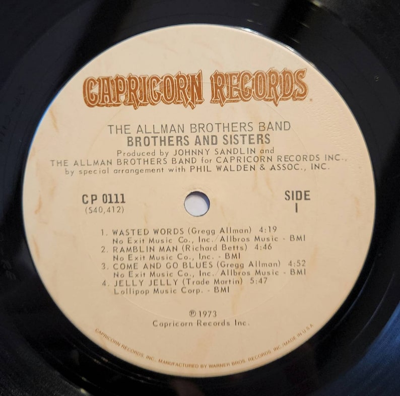 The Allman Brothers Band Brothers and Sisters Capricorn Records CP 0111 ...