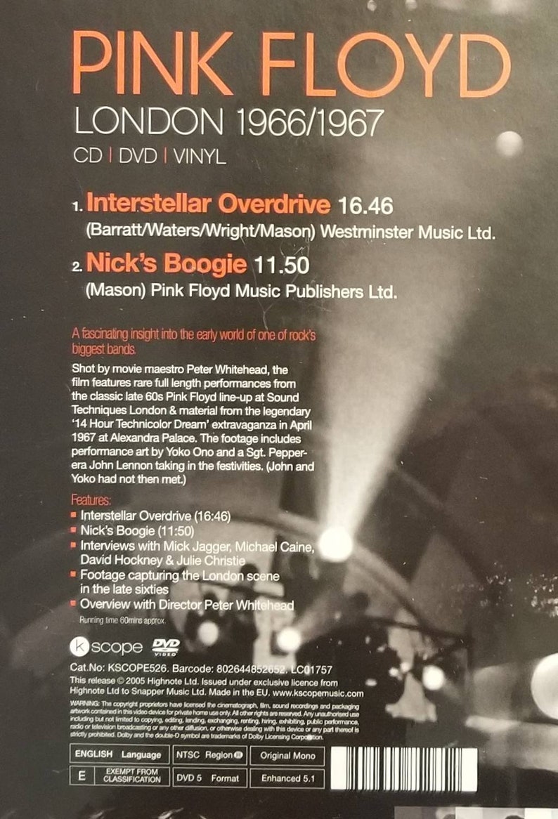 Pink Floyd London 1966/1967 With a 7" Piece of Vinyl a CD and a DVD ...