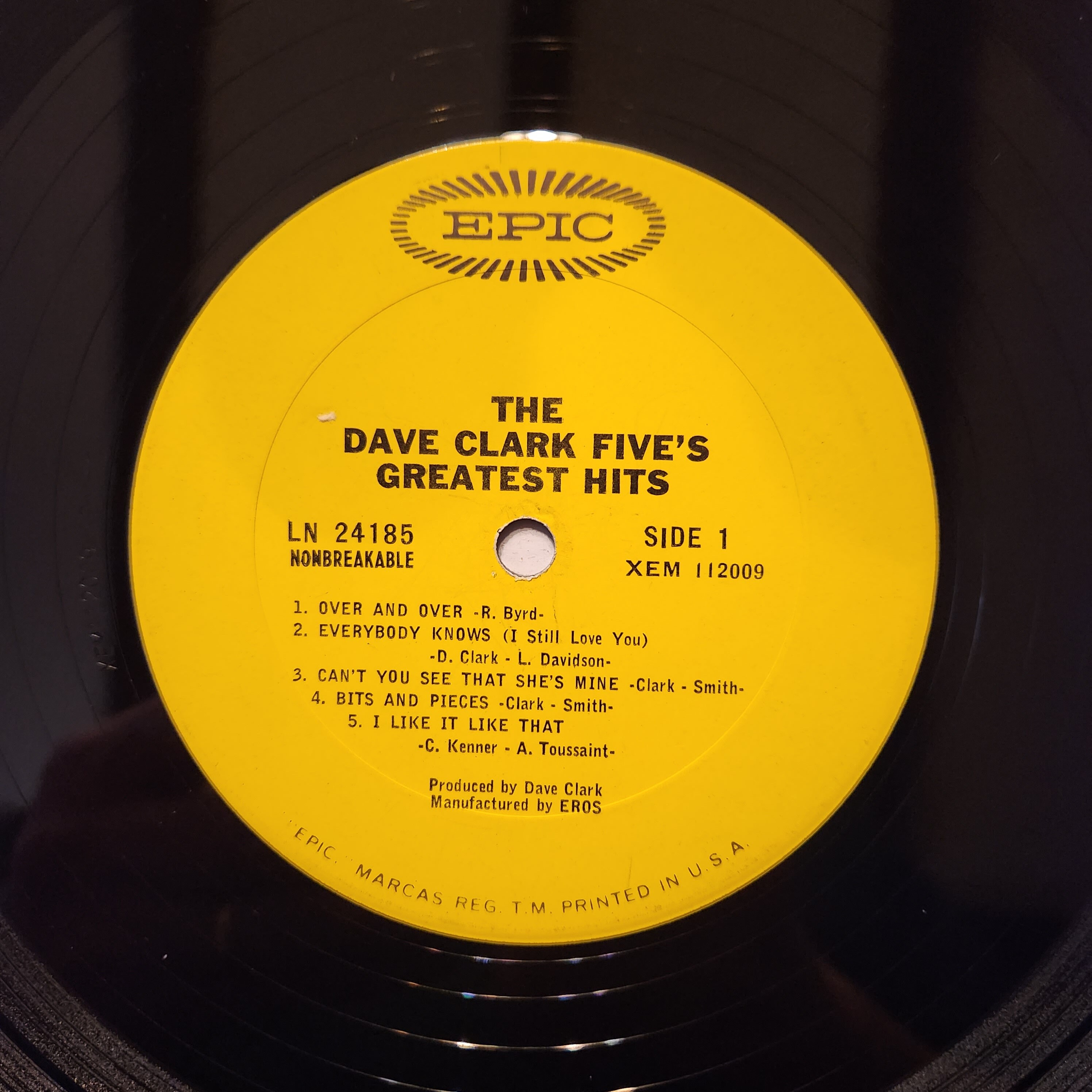 Dave Clark Five/greatest Hits Epic Records/ln 21485/the Jacket is ...