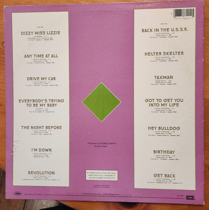 The Beatles Rock N Roll Volume 2 Original Green Capitol Label SN 16021 ...