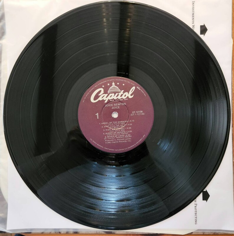 Juice Newton Capitol Records ST-12136 Original Inner Sleeve Near Mint ...