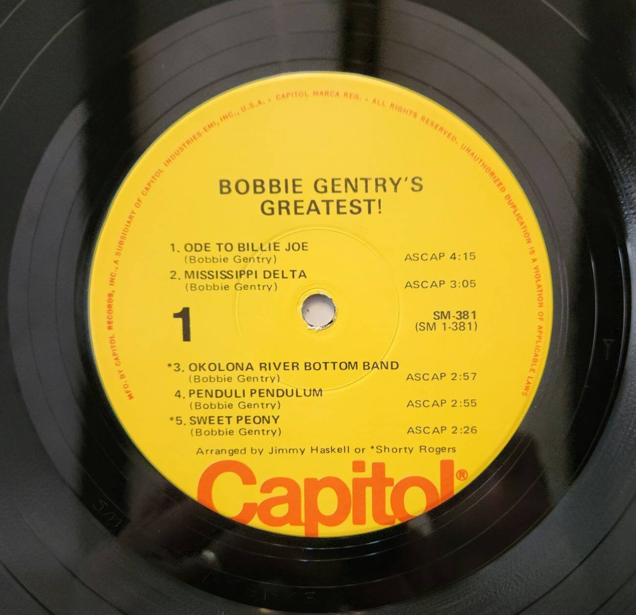 Bobbie Gentrys Greatest Hits Lp C197unknown Capitol Records SM-381 ...