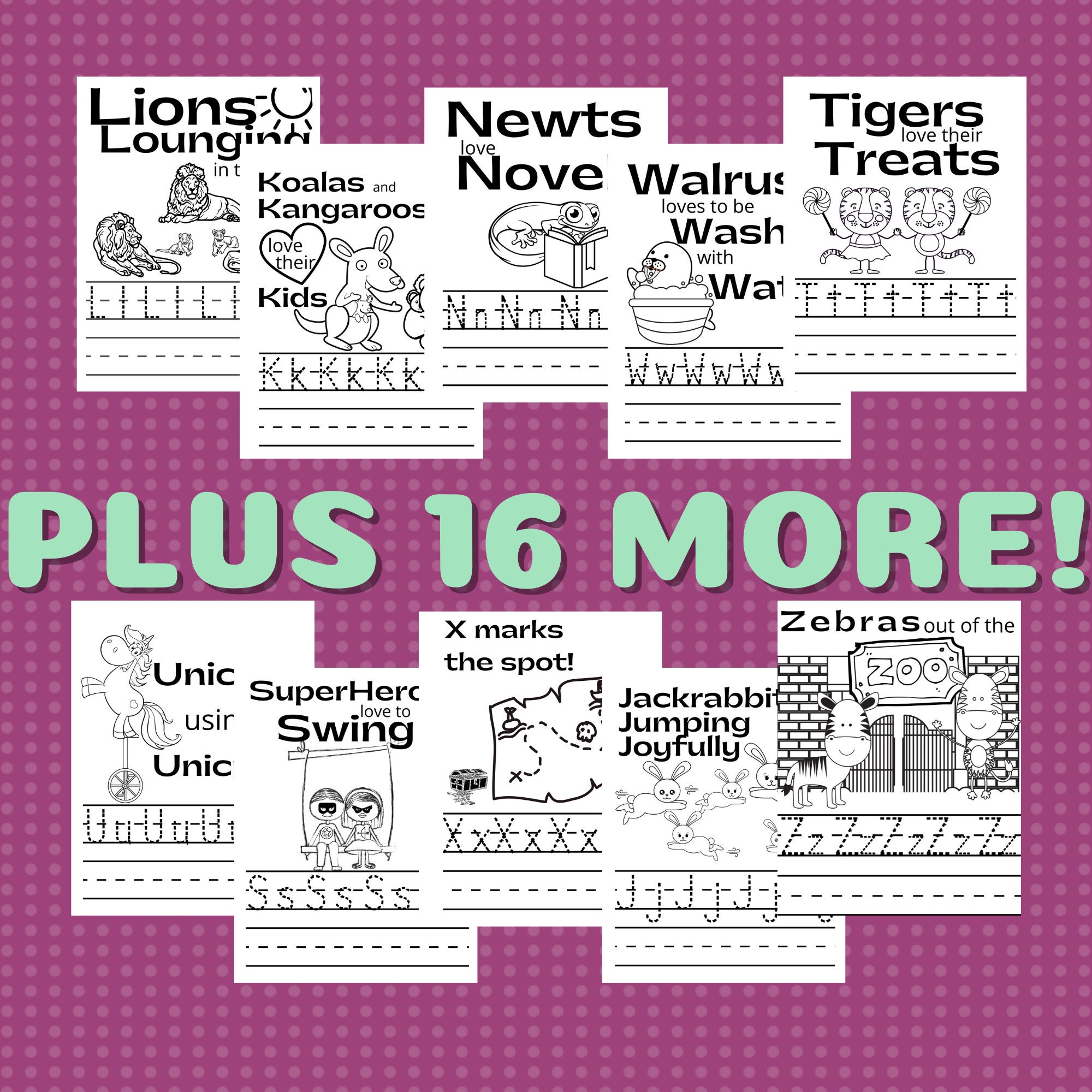 Printable Alphabet Handwriting Coloring Book Pages for Preschoolers - Etsy