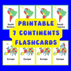 Continents and Oceans Flashcards Printables: World Geography Card Game ...
