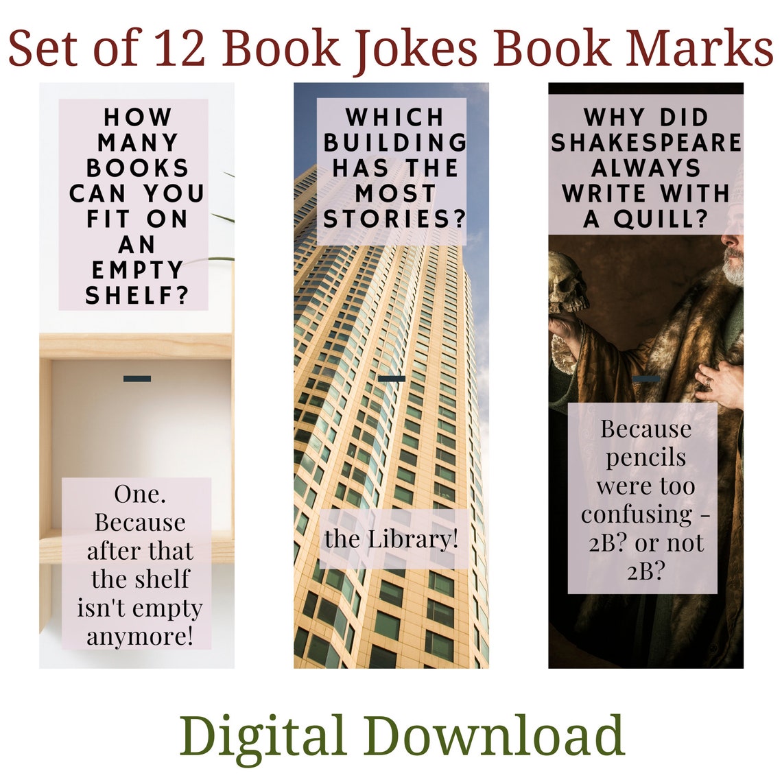 Bookmark Puns and Funny Jokes - Etsy