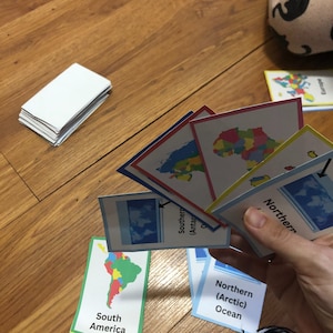 Continents and Oceans Flashcards Printables: World Geography Card Game ...