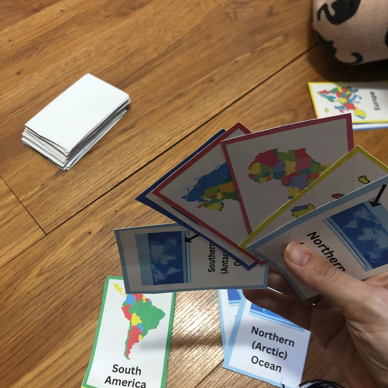 Continents and Oceans Flashcards Printables: World Geography Card Game ...