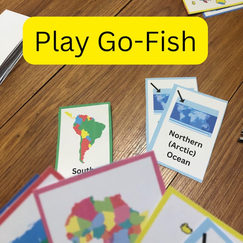 Continents and Oceans Flashcards Printables: World Geography Card Game ...
