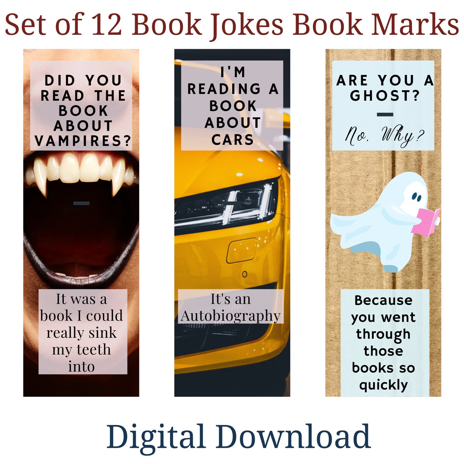 Bookmark Puns and Funny Jokes - Etsy