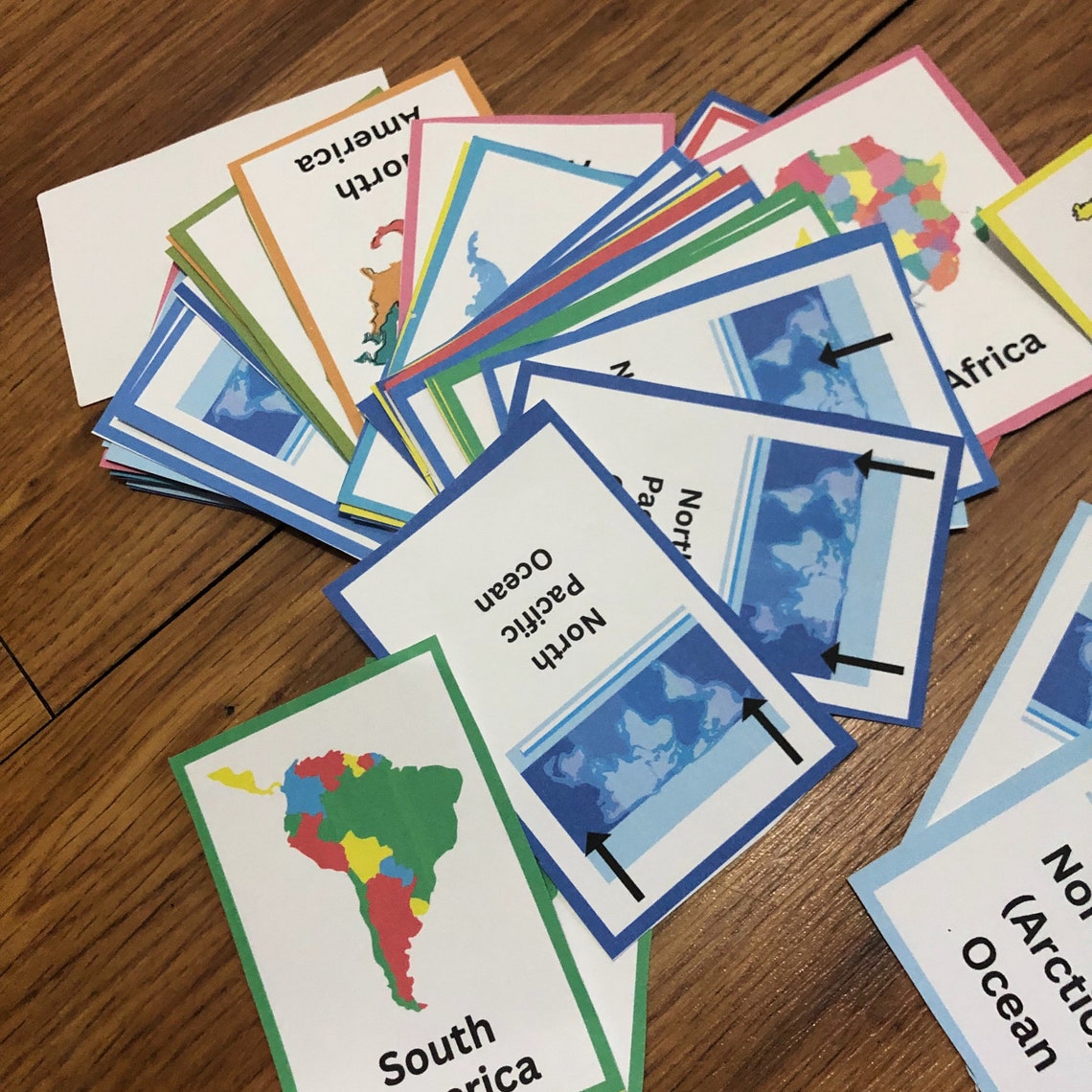 Continents and Oceans Flashcards Printables: World Geography Card Game ...