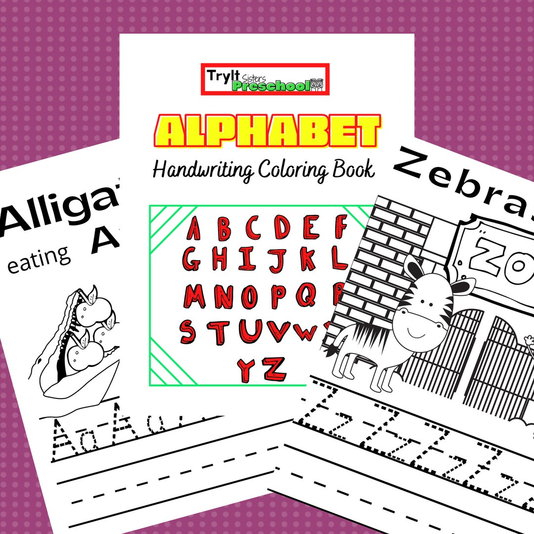 Printable Alphabet Handwriting Coloring Book Pages for Preschoolers - Etsy