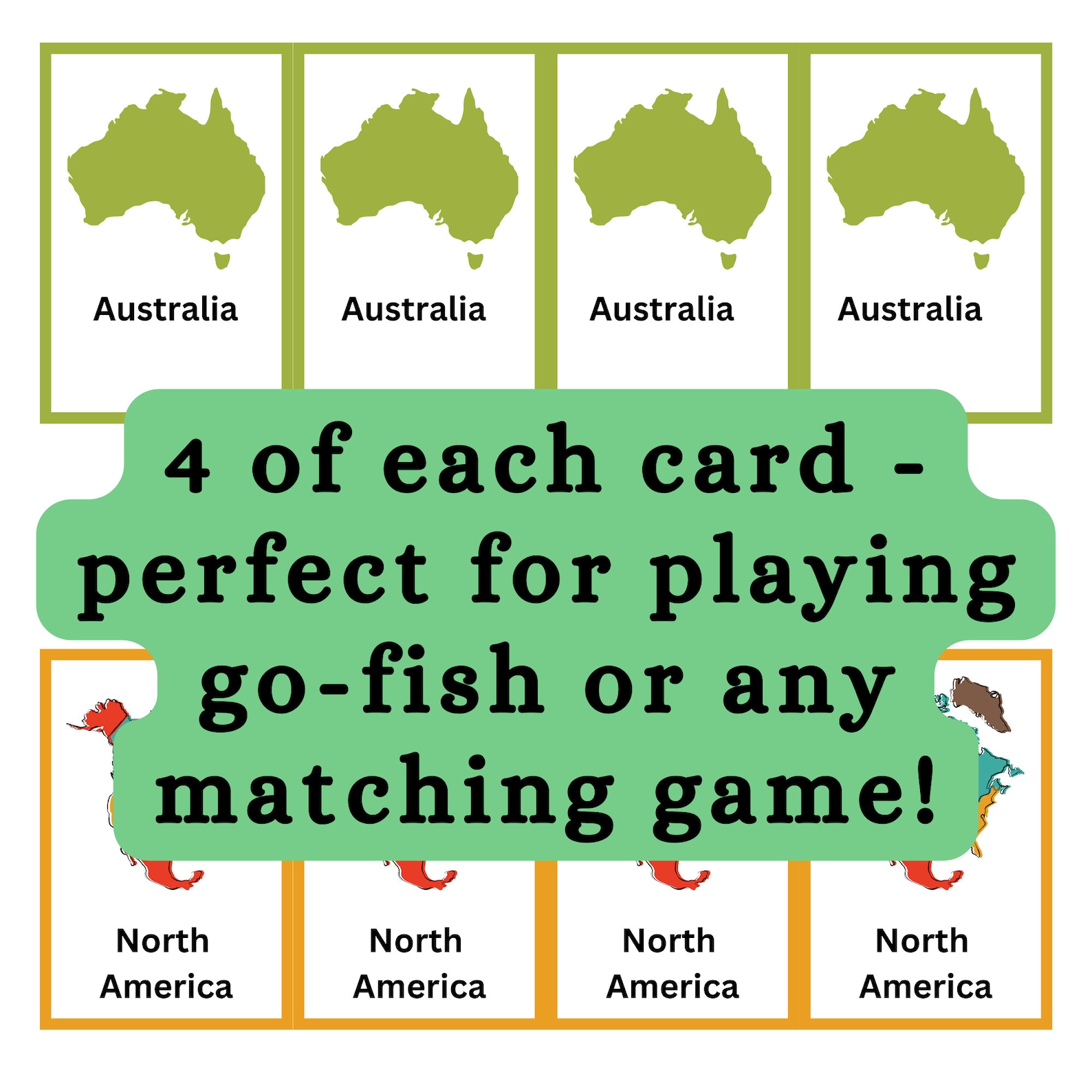 Continents and Oceans Flashcards Printables: World Geography Card Game ...