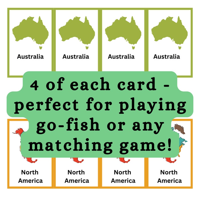 Continents and Oceans Flashcards Printables: World Geography Card Game ...