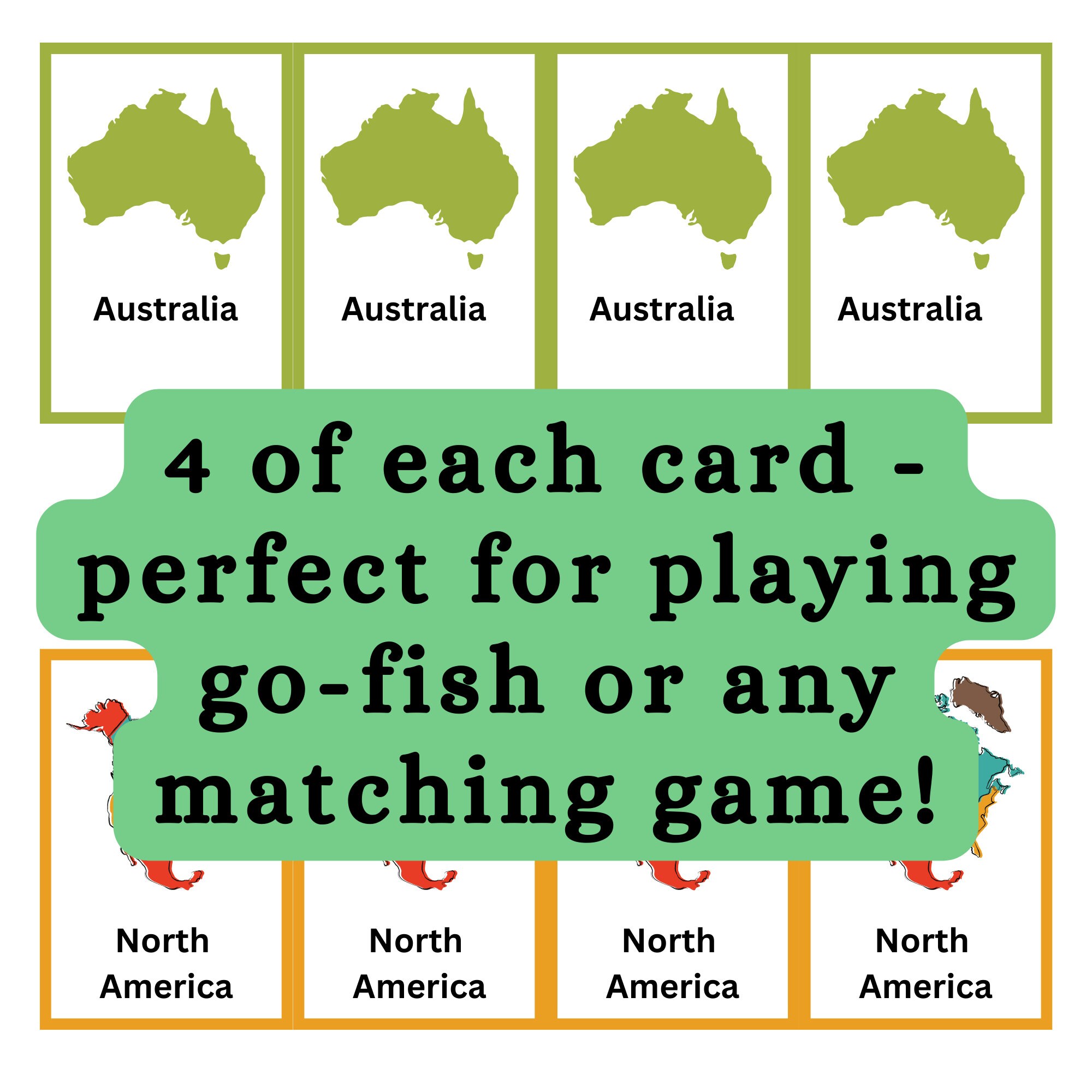 Continents and Oceans Flashcards Printables: World Geography Card Game ...