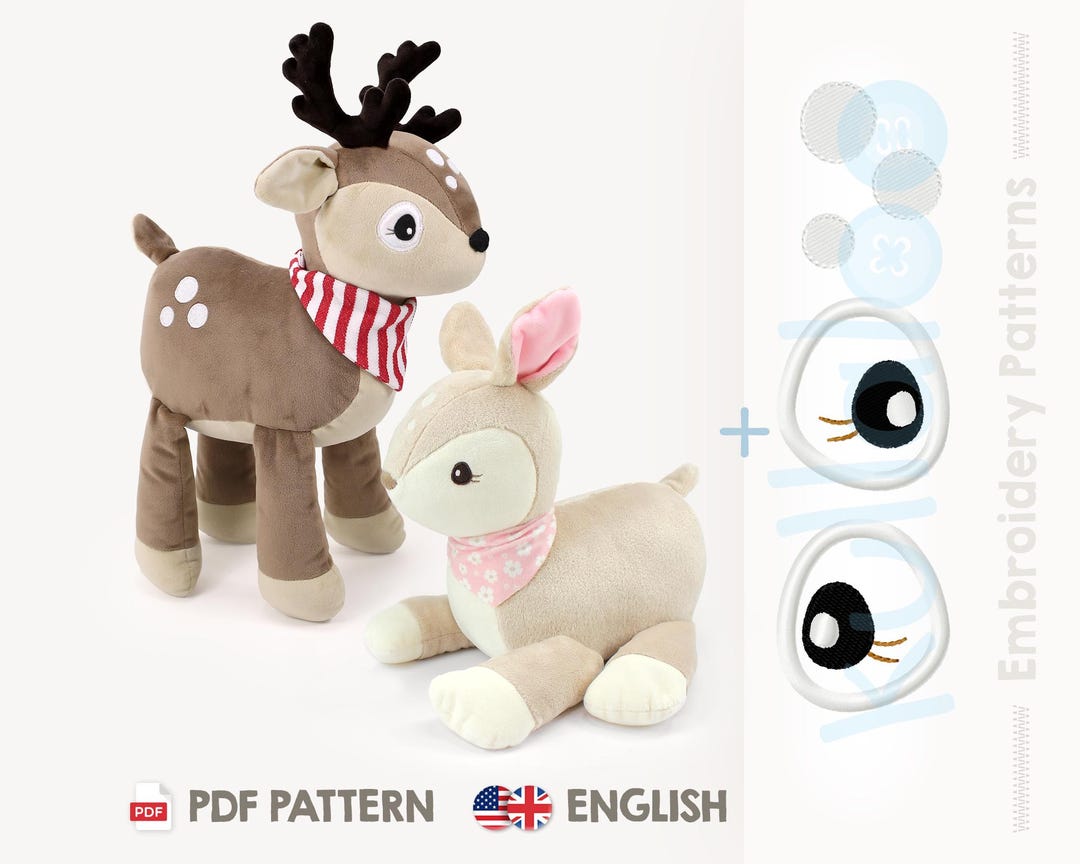 Fawn, Reindeer and Deer Sewing Pattern "momo" + Embroidery Designs ...
