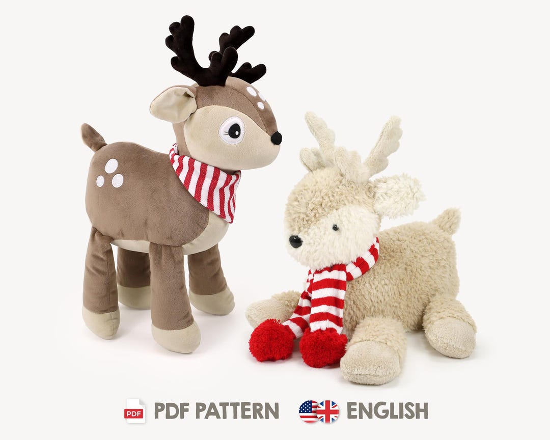 Reindeer Sewing Pattern PDF "momo" (english) | Make a Deer Stuffed ...