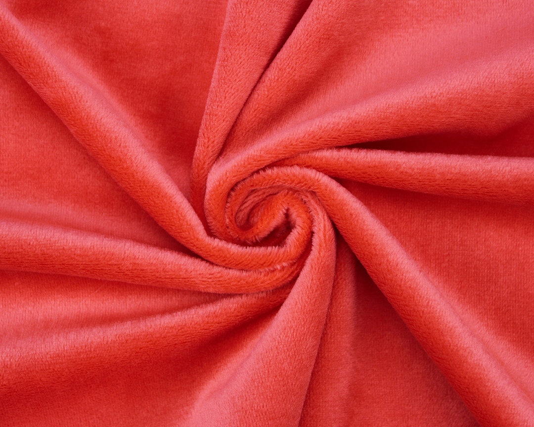 Cherry Red Minky Fabric | Low Pile Smooth Cuddle Fabric, Solid Velboa ...