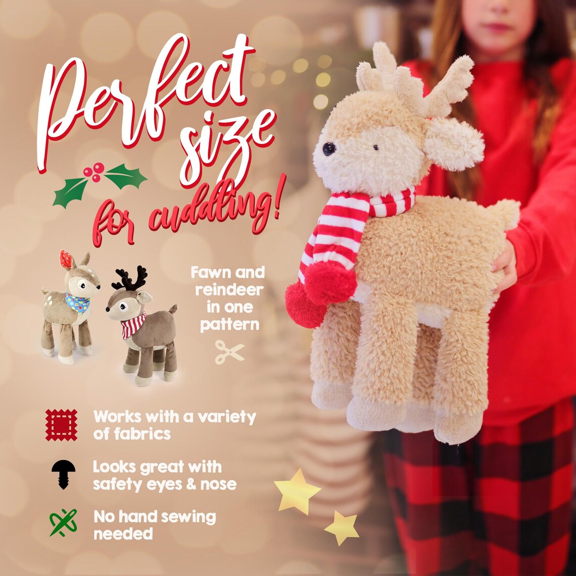 Deer Sewing Pattern PDF "momo" (english) | Sew a Deer Stuffed Animal ...