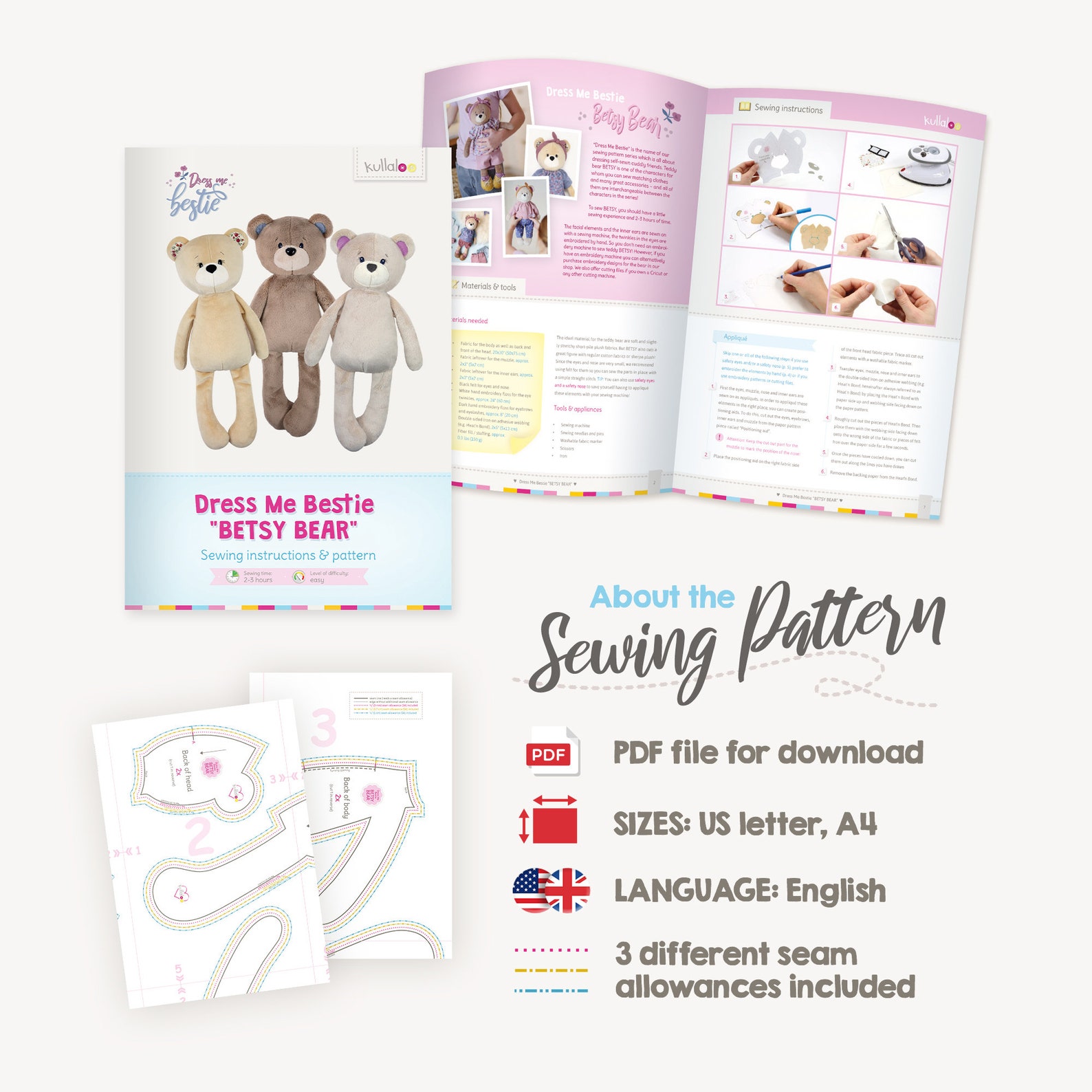 Teddy Bear Sewing Pattern "betsy Bear" (PDF, in English) | Dress Me ...