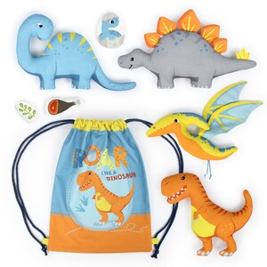 Cut and Sew Dinosaur Fabric Panel “DINO FRIENDS” | Fabric Cut and Sew ...