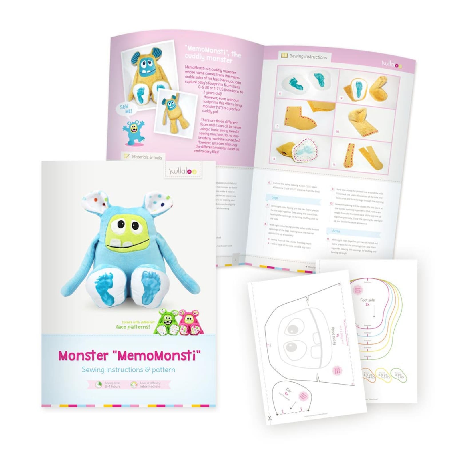 Sewing Pattern Monster "memomonsti" (PDF, in English) by Kullaloo - Etsy