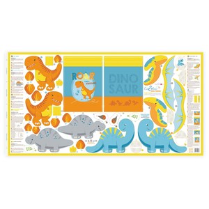 Cut and Sew Dinosaur Fabric Panel “DINO FRIENDS” | Fabric Cut and Sew ...