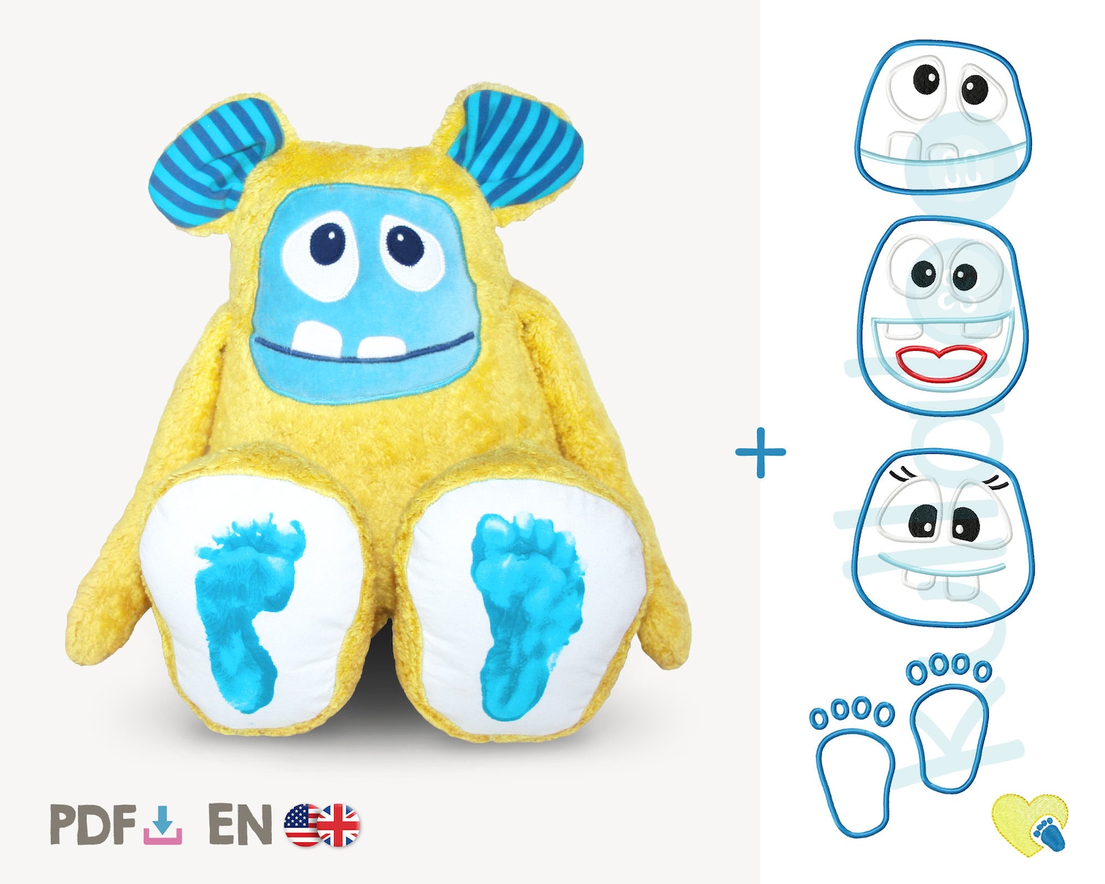 Monster Plush Pattern "memomonsti" (PDF, in English) + Face Embroidery ...