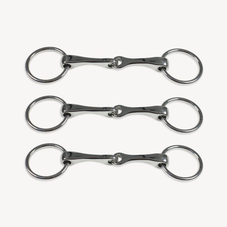 Hobby Horse Bit Set With 3 Silver-colored Broken Ring Snaffle Bits for ...