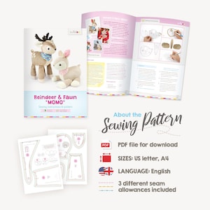 Deer Sewing Pattern PDF "momo" (english) | Sew a Deer Stuffed Animal ...